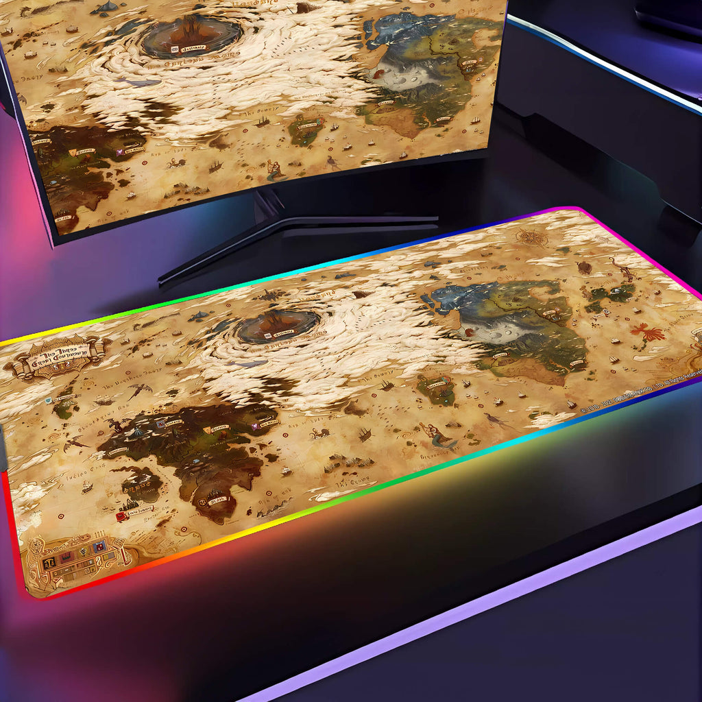 Hydaelyn Map Gaming Mouse Pad XXL,Final Fantasy XIV RGB Led Light ...