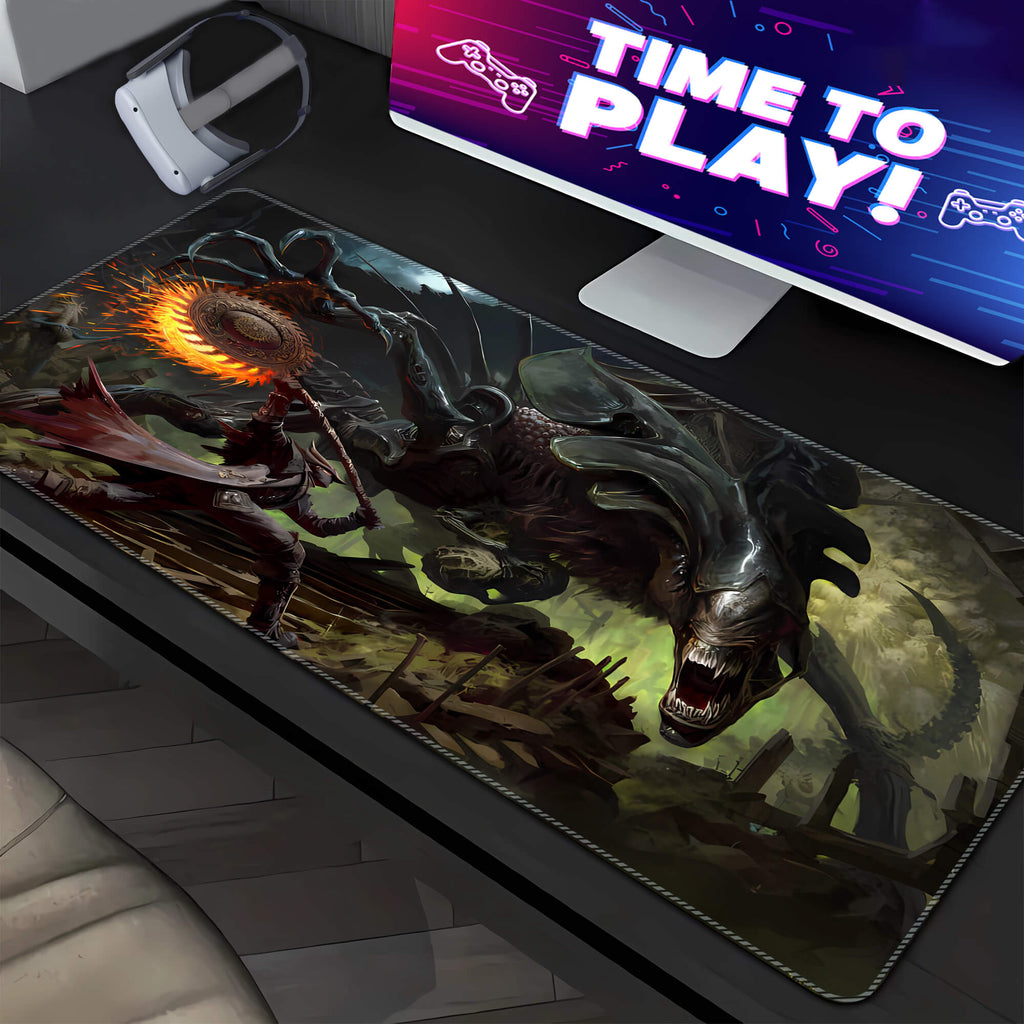 Darksouls Desk Pad,Xenomorph bloodborne alien RGB Led Light Gaming Desk ...