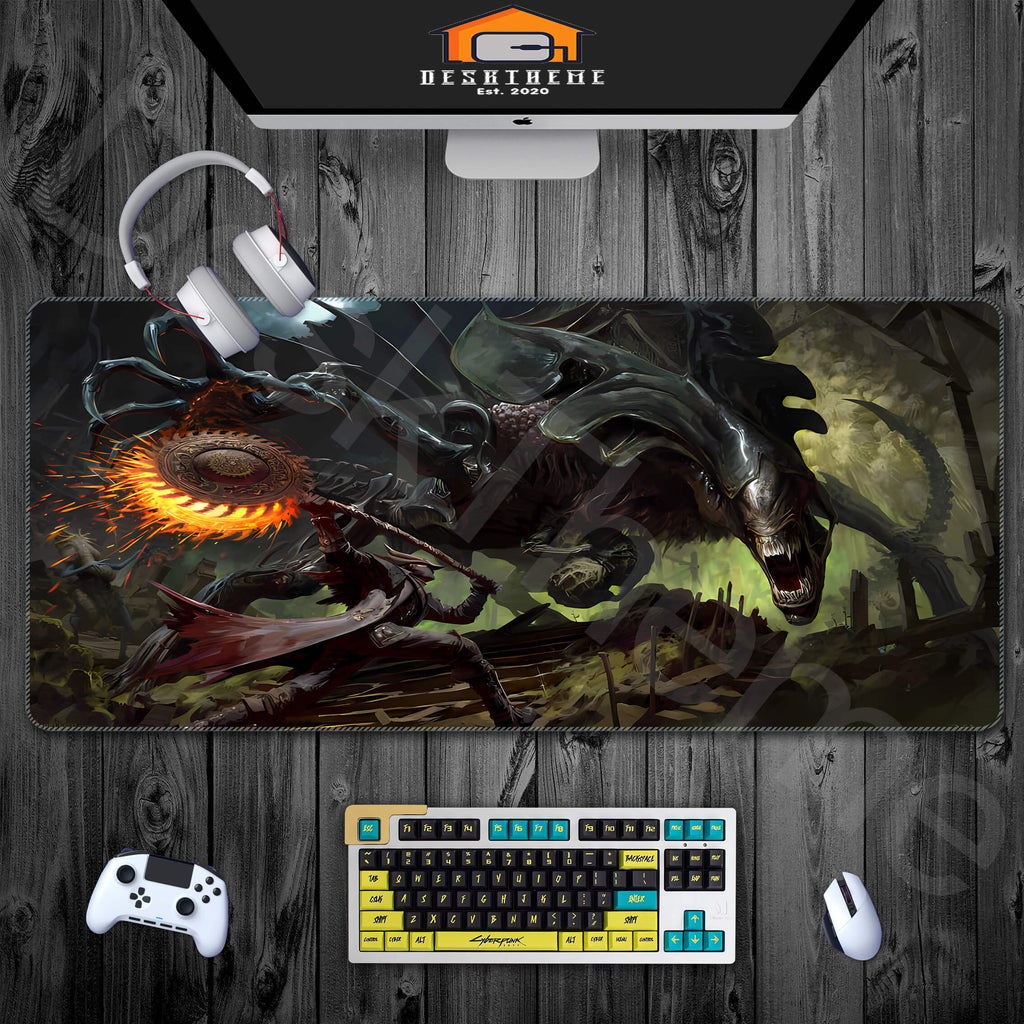 Darksouls Desk Pad,Xenomorph bloodborne alien RGB Led Light Gaming Desk ...