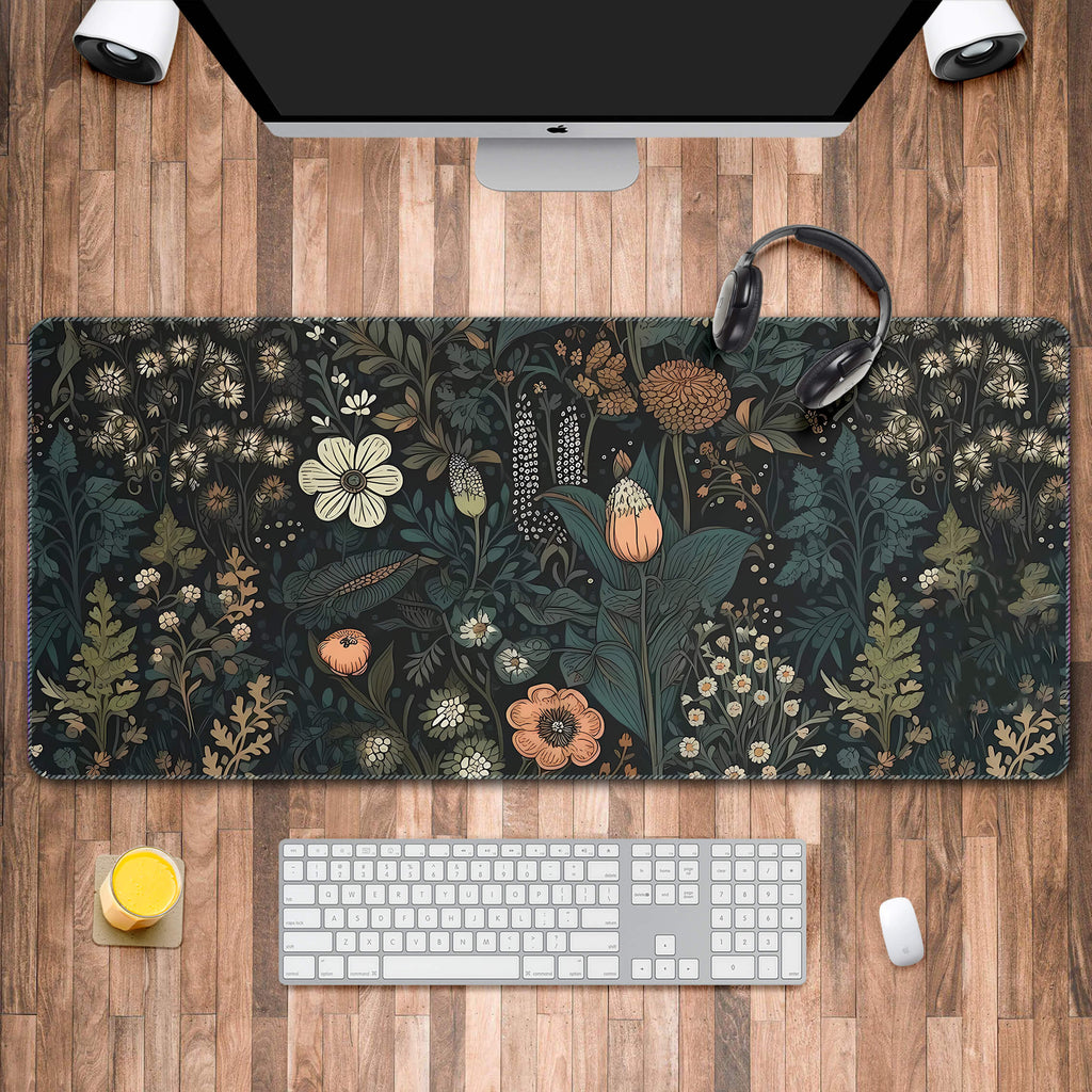 Botanical Art Nouveau Desk Mat Cute Desk Mat,Floral cottagecore Cute ...