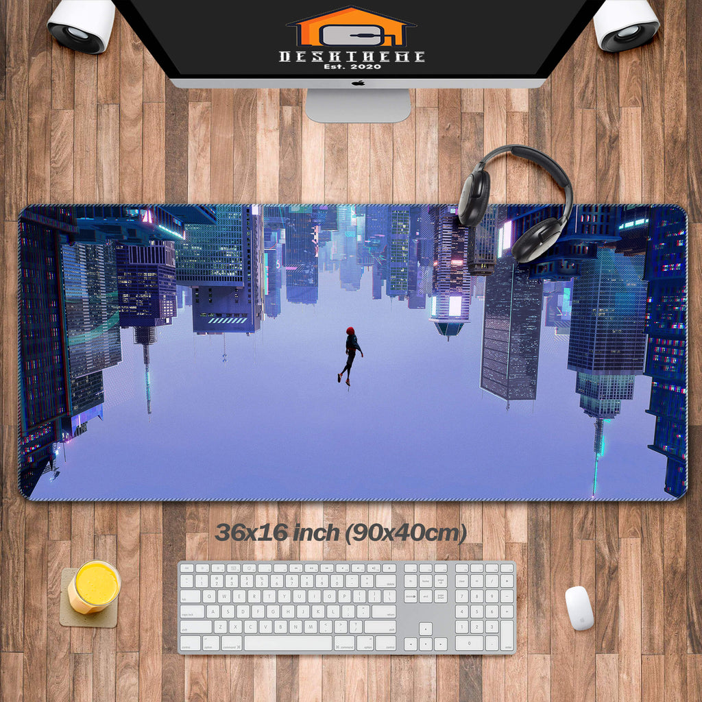 Spiderman Gaming RGB Led Light Desk Mat, Miles Morales leap of faith ...