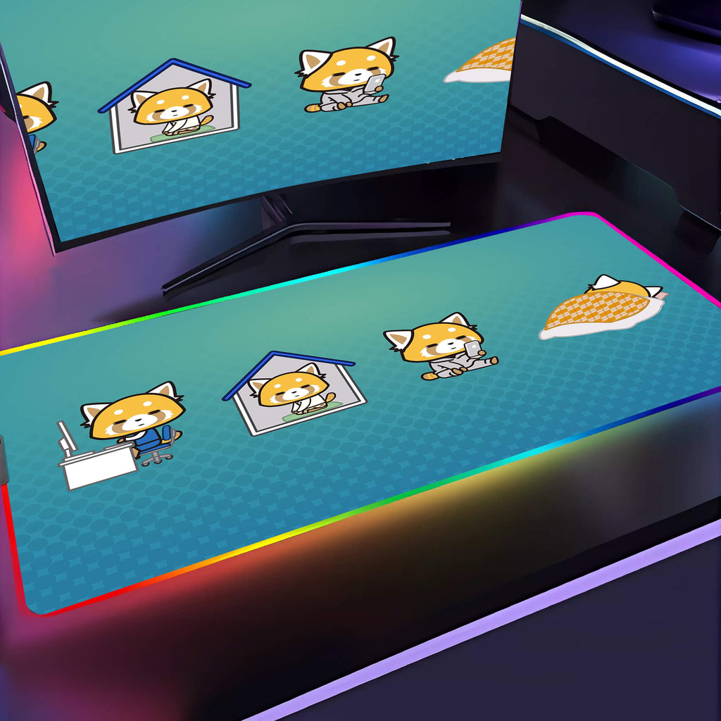 Aggretsuko Cute Desk Pad,Kawaii Led Light Gaming Desk Mat,Gamer Mouse ...