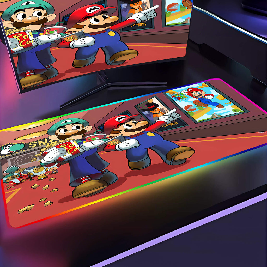 Mario Luigi Nintendo Mariobros Desk Pad,Led Light Gaming Desk Mat,Gamer ...