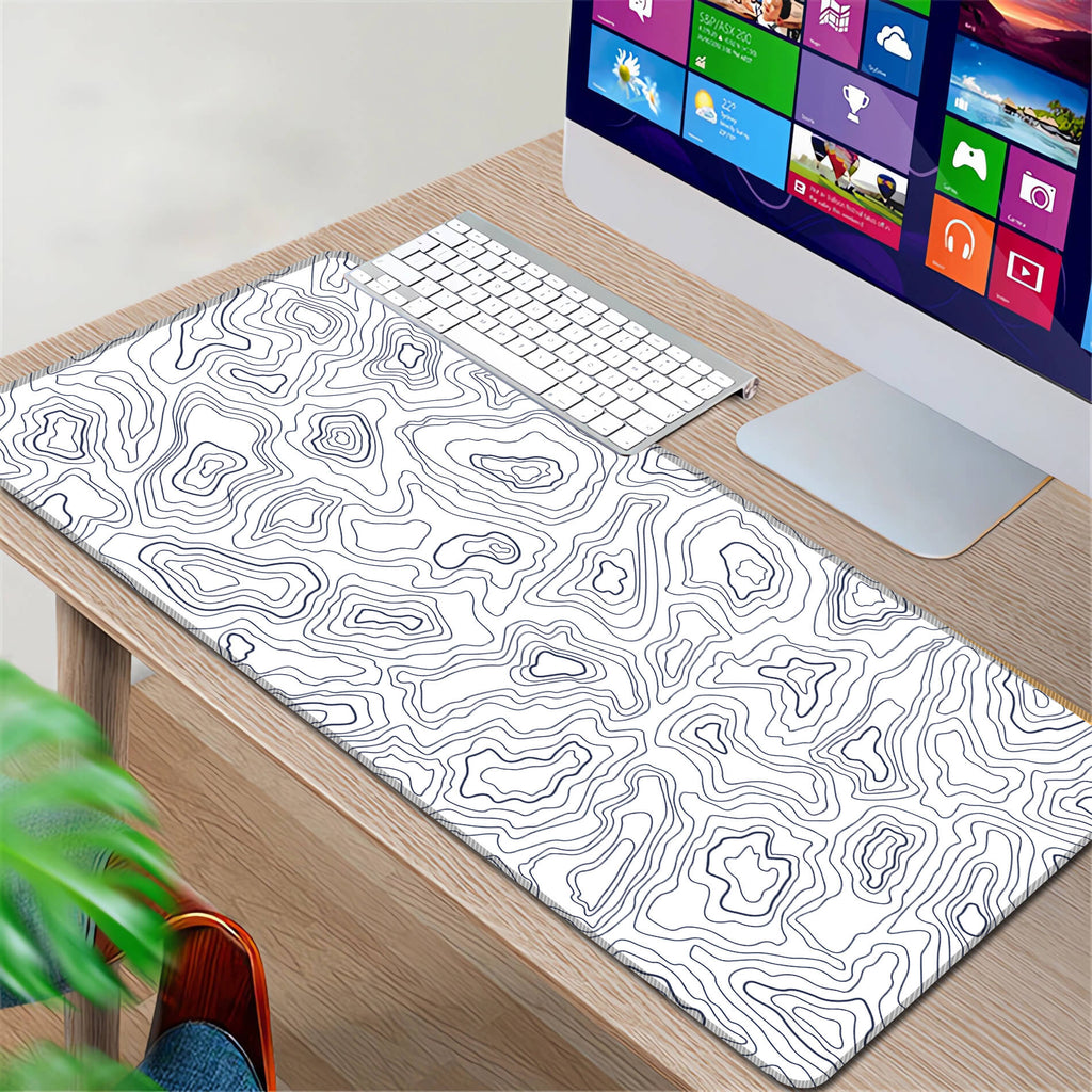 Minimalist Topographic Map Desk Mat, Desk Pad, Abstract Table Mat Pad ...