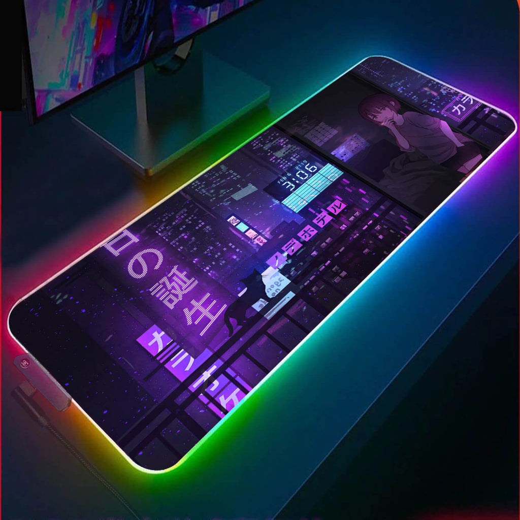 Neon City Night RGB Gaming Mouse Pad(3 Design)Keyboard Mat,Laptop Mat ...