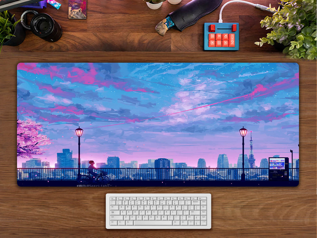 Purple City Desk Pad,Office Desk Mat,Mouse Pad Mat,Desktop pad,Desktop ...