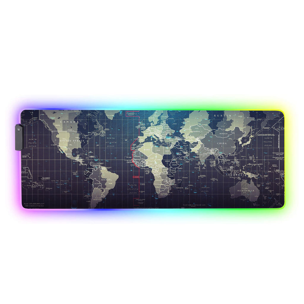 World Map RGB Gaming Mouse Pad | DeskTheme