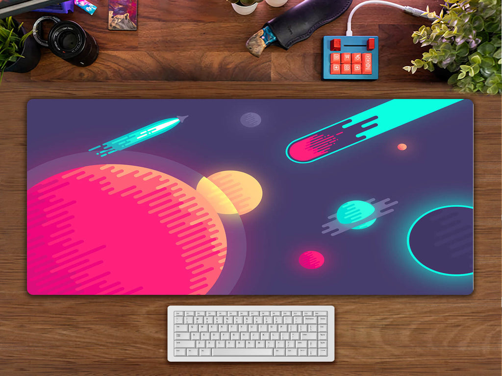 Neon Planet Desk Pad,Office Desk Mat,Mouse Pad Mat,Desktop pad,Desktop ...