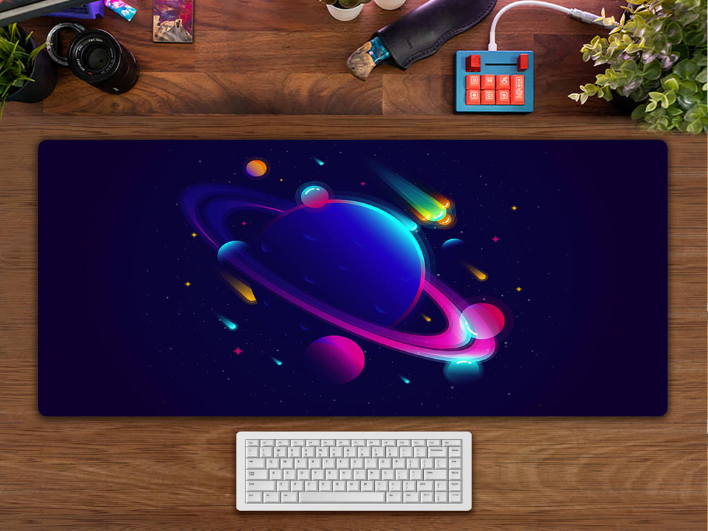 Neon Solar System Desk Pad,Office Desk Mat,Mouse Pad Mat,Desktop pad ...