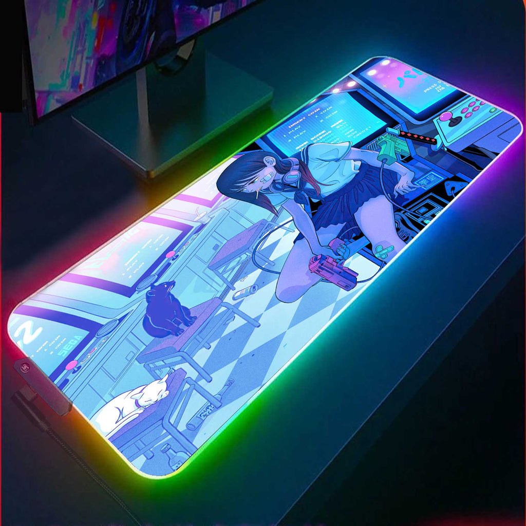 Anime Cyberpunk Girl Gaming Desk Pad,Anime samurai Desk Mat,Mouse Pad ...