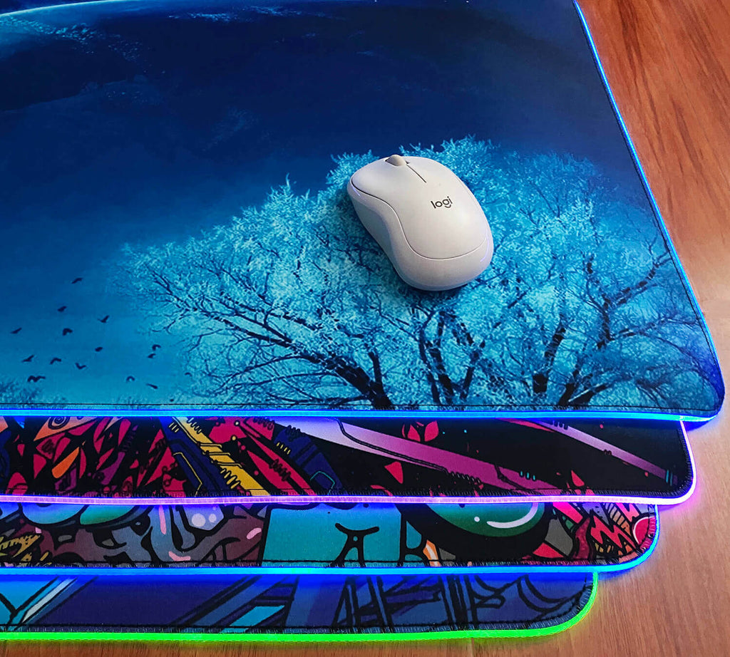 Neon Seoul City RGB Gaming Mouse Pad | DeskTheme