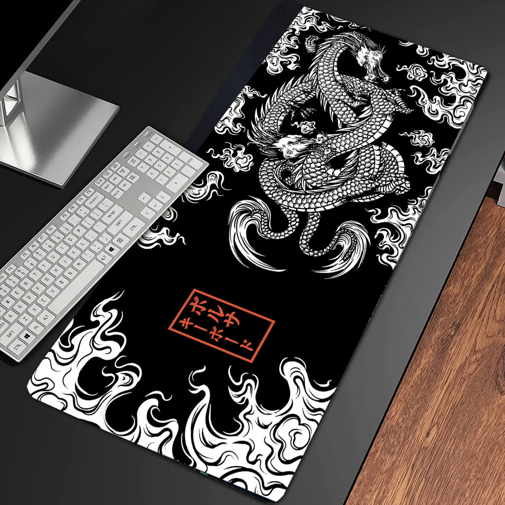 Oriental Dragon Desk Pad,RGB Led Light Gaming Desk Mat,Gamer Mouse Pad ...