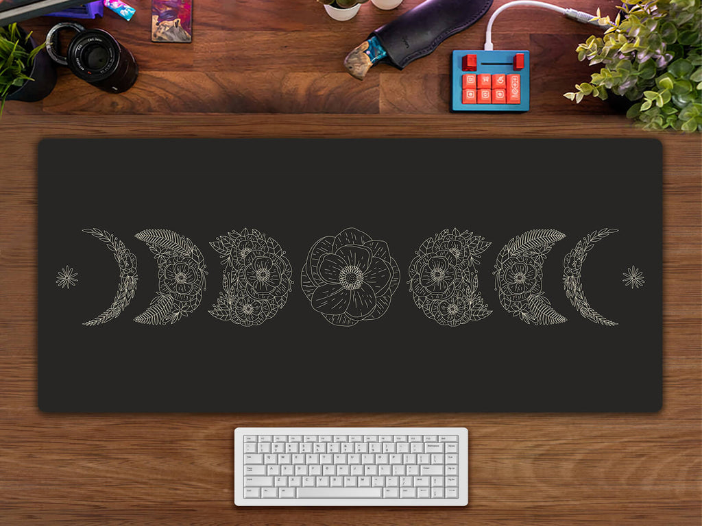 Floral Moon Phases Mouse pad XXL(2 Versions),Office Desk Mat,Mouse Pad ...