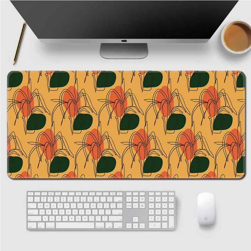 Yellow Flowers Pattern Desk Mat,Office Desk Mat,Mouse Pad Mat,Desktop ...
